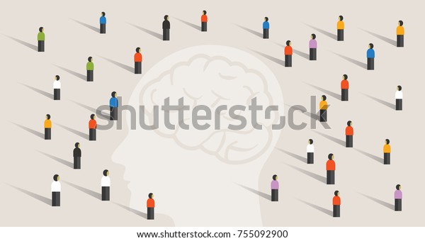 Crowd Many People Group Large Head Stock Vector (Royalty Free ...