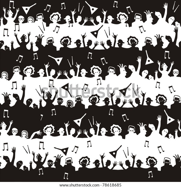 Crowd Music Fans Seamless Background Stock Vector (Royalty Free ...