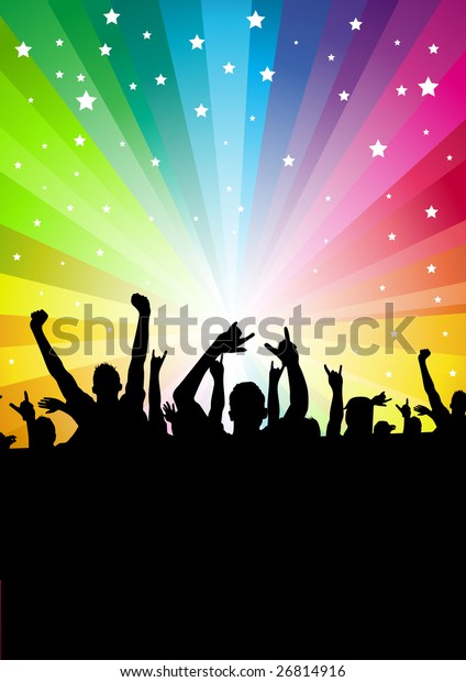 Crowd People Cheering Vector Illustration Stock Vector (Royalty Free ...