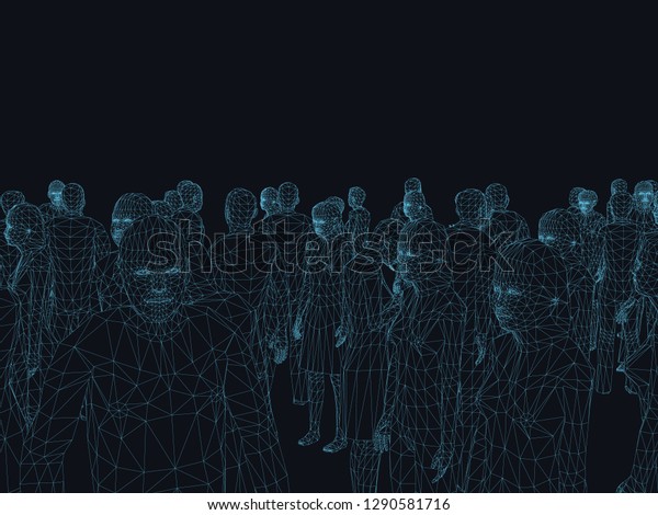 Crowd People Polygonal Contours Wireframe People Stock Vector (Royalty ...