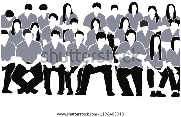 Crowd People Sitting Together Stock Vector (Royalty Free) 1196403913 ...