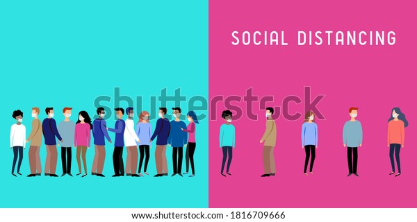 Crowd People Standing Close Distant One Stock Vector (Royalty Free ...