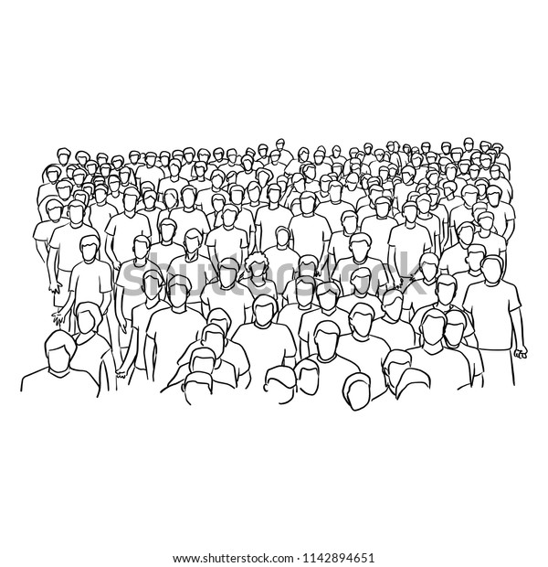 Crowd People Standing Vector Illustration Sketch Stock Vector (Royalty ...