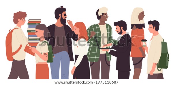 Crowd People Walk Side View Vector Stock Vector (Royalty Free ...