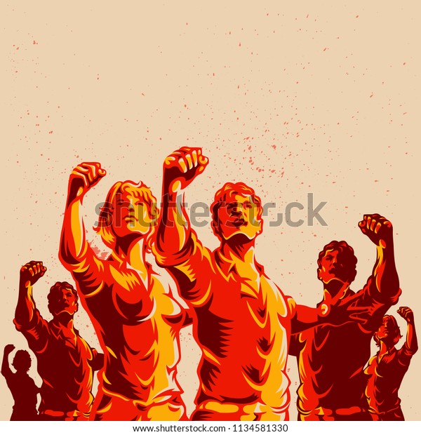 Crowd Protest Fist Revolution Poster Design Stock Vector (Royalty Free ...