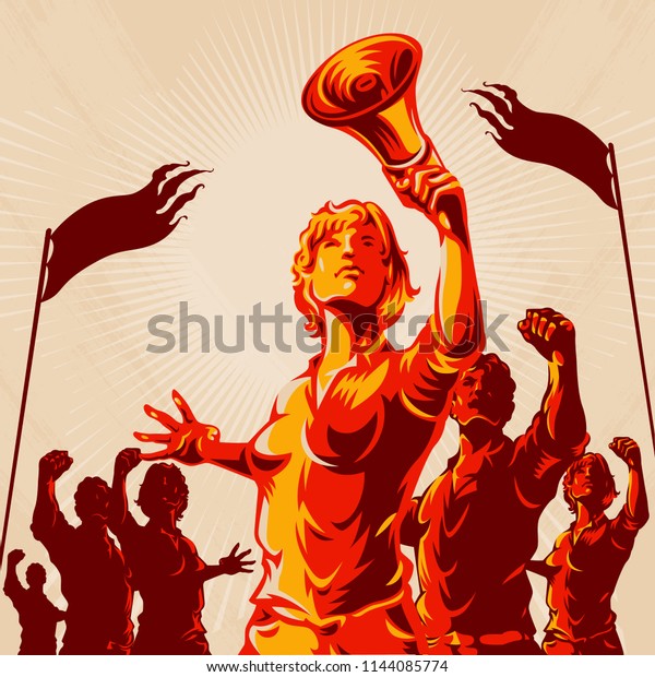 Crowd Protest Fist Revolution Poster Design Stock Vector (Royalty Free ...