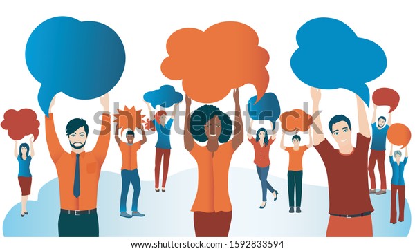 Crowd Talking Group Diverse People Speech Stock Vector (Royalty Free ...