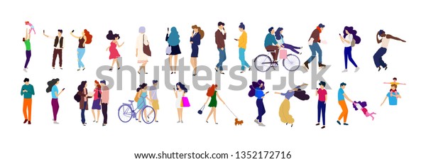 Crowd Young People Characters Big Set Stock Vector (Royalty Free ...