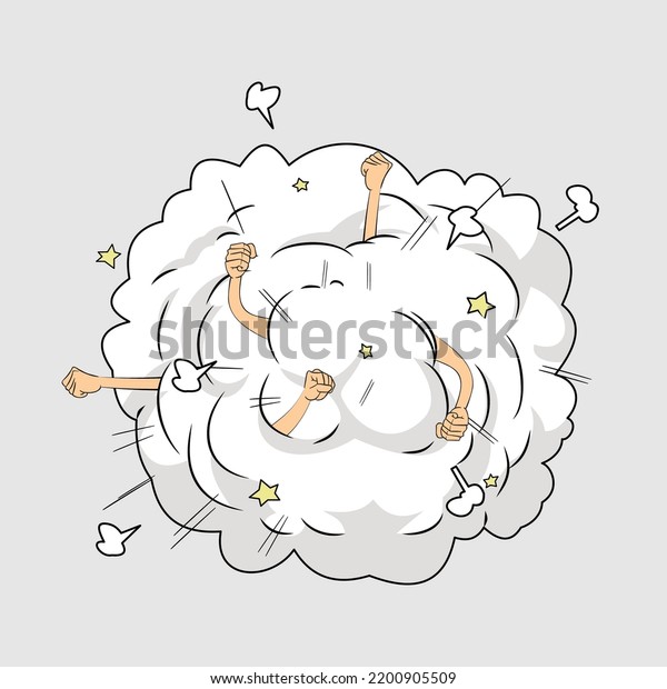 Crowded Funny Fight Anime Cartoon Stock Vector (Royalty Free ...
