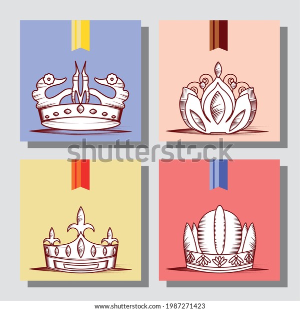 Crown Authority Sketch Style Set Stock Vector (Royalty Free) 1987271423 ...