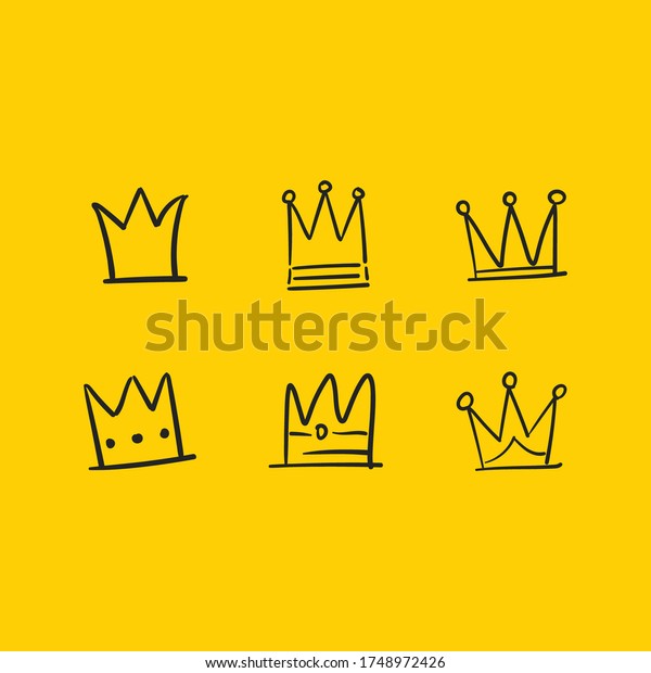 Crown Doodle Collection Hand Drawn Set Stock Vector (Royalty Free ...