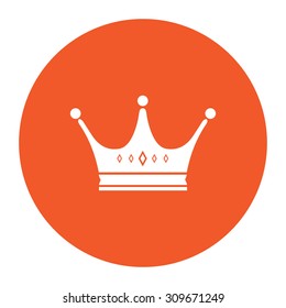 Crown Flat White Symbol Orange Circle Stock Vector (Royalty Free ...