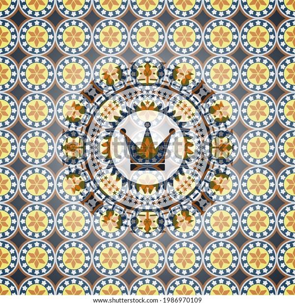 Crown Icon Inside Arabic Badge Background Stock Vector (Royalty Free ...