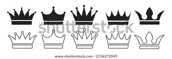 Crown Icons Set Crown Symbol Collection Stock Vector (Royalty Free ...