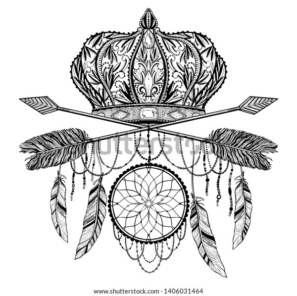 Crown King Queen Arrow Cross Elegant Stock Vector (Royalty Free ...