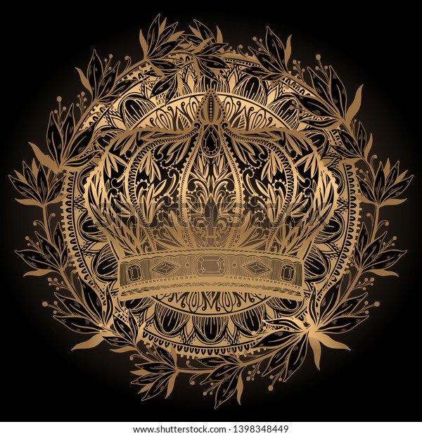 Crown King Queen Elegant Drawing Art Stock Vector (Royalty Free) 1398348449