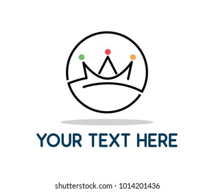 Crown Line Circle Logo Design Illustration: vector de stock (libre de ...