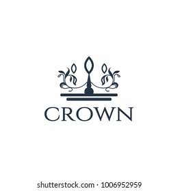 Vektor Stok Green Leaves Crown Abstract Logo Design (Tanpa Royalti ...