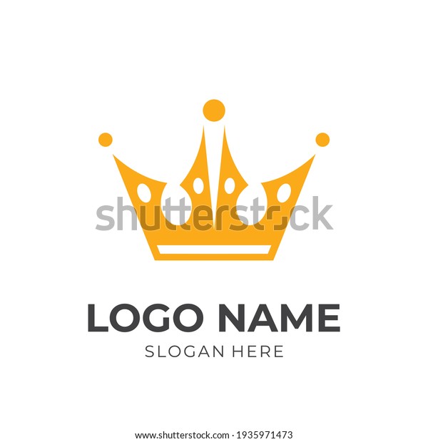Crown Logo Template Flat Yellow Color Stock Vector (Royalty Free ...