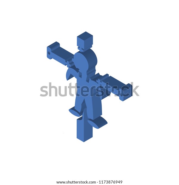 Crucified Pose Isometric Left Top View Stock Vector (Royalty Free ...