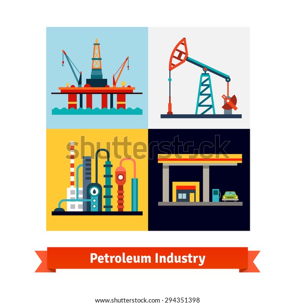 Crude Oil Extraction Refining Selling Business Stock Vector (Royalty ...