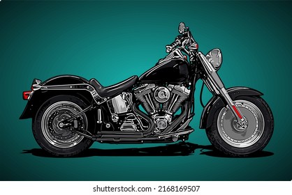 Cruiser Motorbike Side View Vector Template Stock Vector (Royalty Free ...