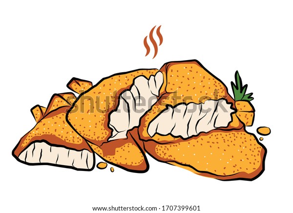 Vetor stock de Crumbed Dory Fish White Background Vector (livre de ...