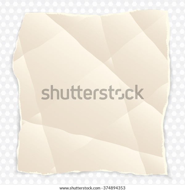 Crumpled Piece Paper Torn Edges Shadow Stock Vector (Royalty Free ...