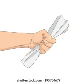 Crumpled Sheet Paper Hand Clenched Stock Vector (Royalty Free ...