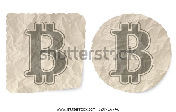 Crumpled Slip Paper Bit Coin Symbol Stock Vector (Royalty Free ...
