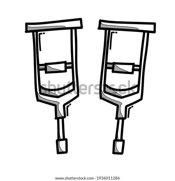 Crutches Doodle Vector Icon Drawing Sketch Stock Vector (Royalty Free ...