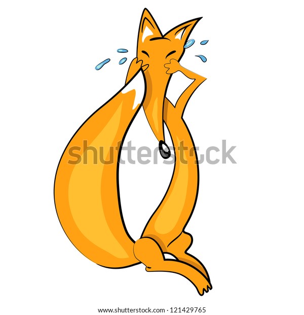Crying Animal Cartoon Illustration Vector Fox Stock Vector (Royalty ...