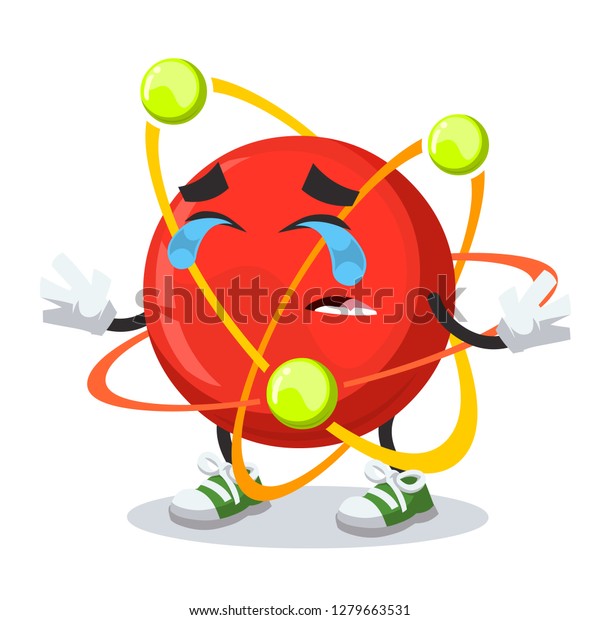 Crying Cartoon Atom Mascot On White Stock Vector (Royalty Free ...