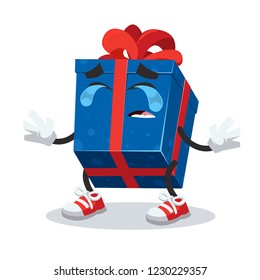 Crying Cartoon Blue Box Gift Mascot Stock Vector (Royalty Free ...