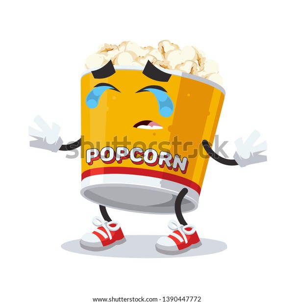 Crying Cartoon Filled Yellow Popcorn Bucket Stock Vector (Royalty Free ...