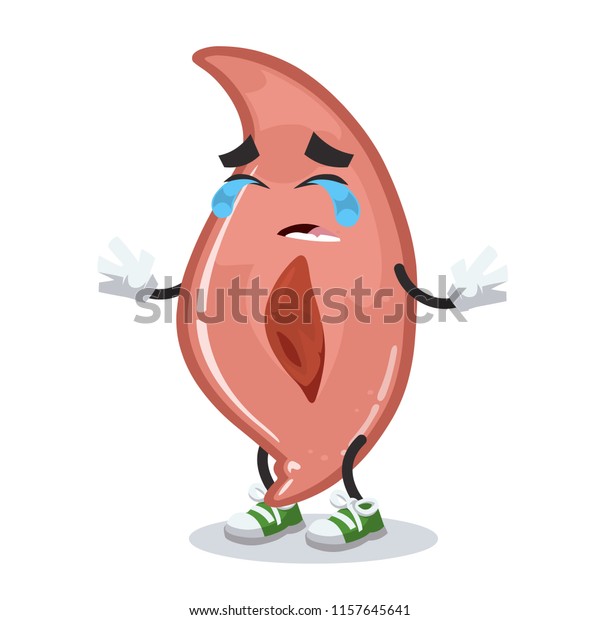 Crying Cartoon Muscle Cell Mascot On Stock Vector (Royalty Free ...