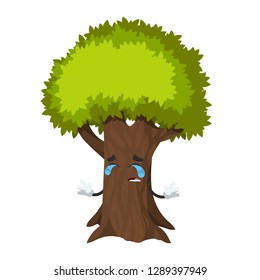 Crying Cartoon Tree Green Foliage Mascot Stock Vector (Royalty Free ...