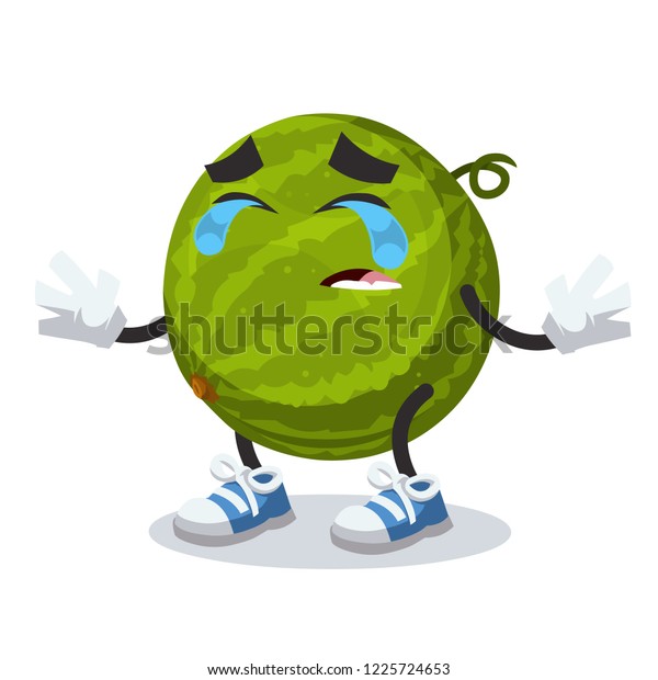 Crying Cartoon Watermelon Mascot On White Stock Vector (Royalty Free ...