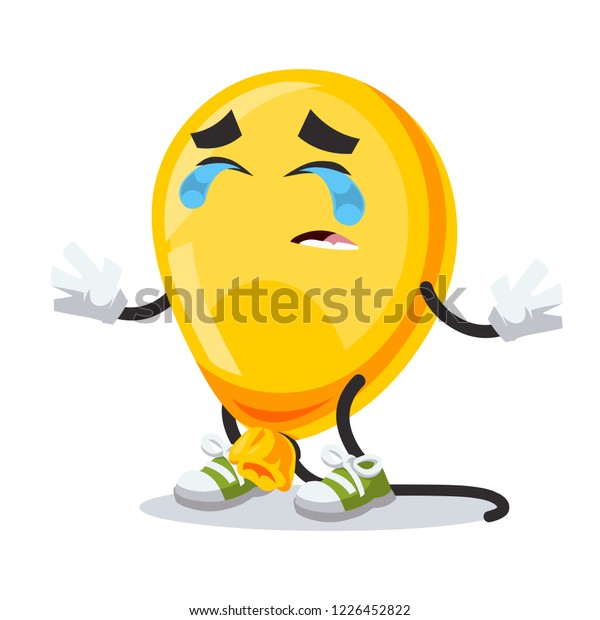 Crying Cartoon Yellow Balloon Mascot On Stock Vector (Royalty Free ...