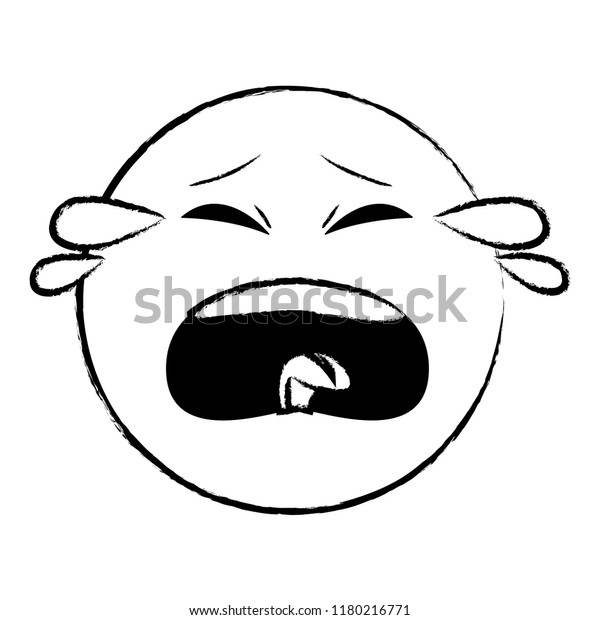Crying Chat Emoticon Sketch Stock Vector (Royalty Free) 1180216771 ...