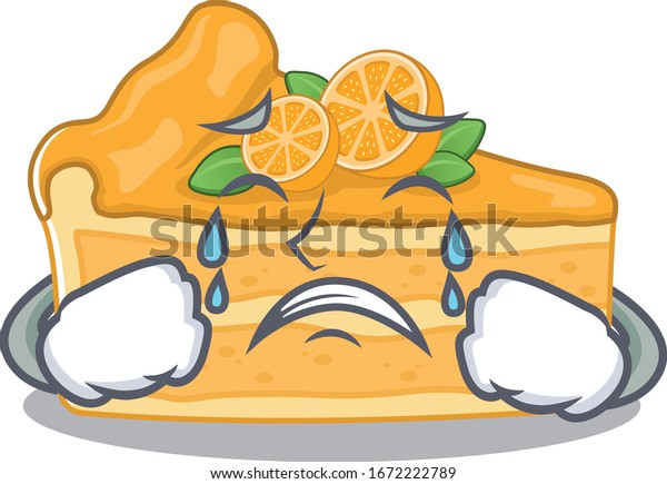 Crying Cheesecake Orange Cartoon Mascot Design Stock Vector (Royalty ...