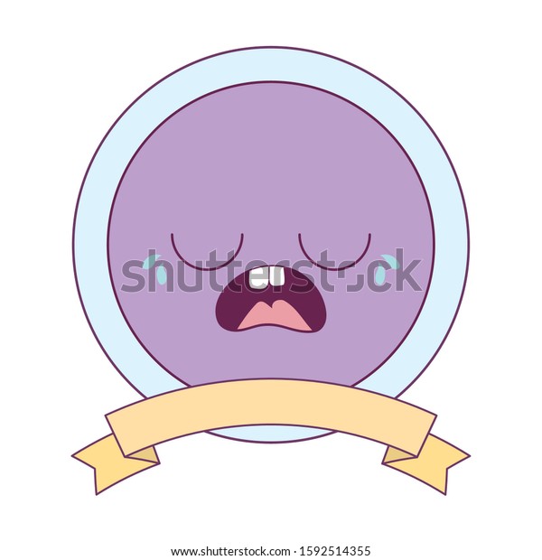 Crying Circle Cartoon Ribbon Design Kawaii Stock Vector (Royalty Free ...