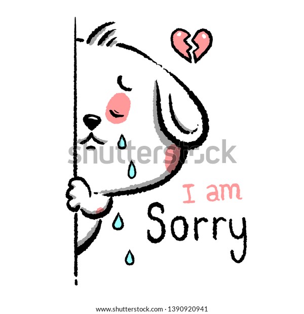 Crying Dog Cute Animal Sorry Vector: vector de stock (libre de regalías ...