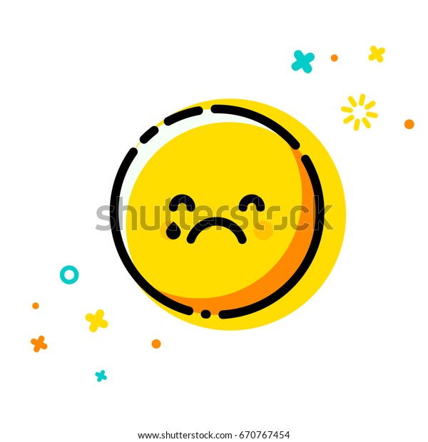 Crying Emoticom Trendy Flat Line Emoji Stock Vector (Royalty Free ...