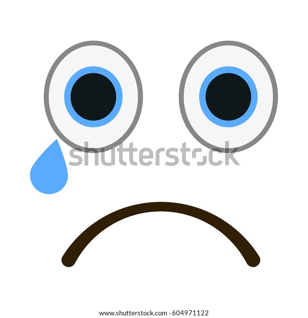 Crying Emoticon Big Eyes Tears Trendy Stock Vector (Royalty Free) 604971122