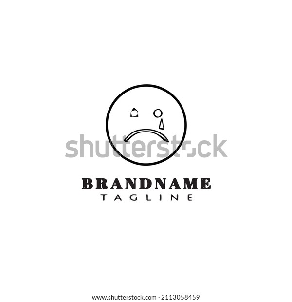Crying Emoticon Cartoon Logo Template Icon Stock Vector (Royalty Free ...