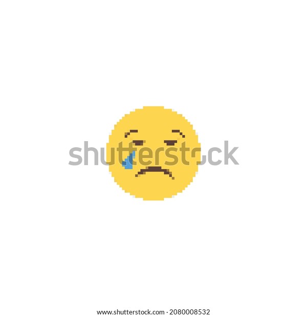 Crying Emoticon Pixel Art Icon Stock Vector (Royalty Free) 2080008532 ...