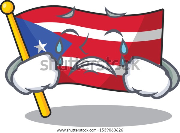 Crying Flag Puerto Rico On Cartoon Stock Vector (Royalty Free ...