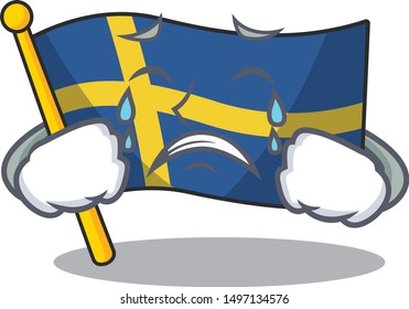 Sad Crying Flag Barbados Cartoon Style Stock Vector (Royalty Free ...