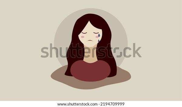 Crying Girl Portrait Vector Illustration Stock Vector (Royalty Free ...